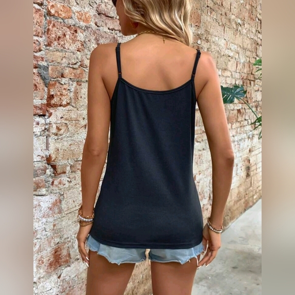 Tops | New Boho Lace Up Cami Tank Top Black | Poshmark